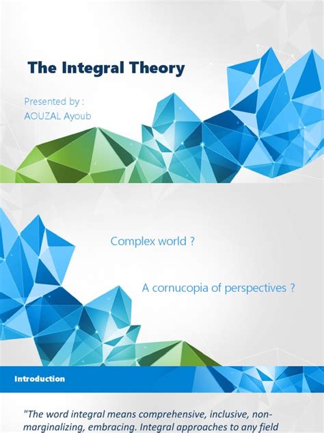 The Integral Theory Presented By Aouzal Ayoub Pdf Scientific