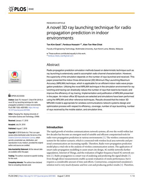 Pdf A Novel 3d Ray Launching Technique For Radio Propagation Prediction In Indoor Environments