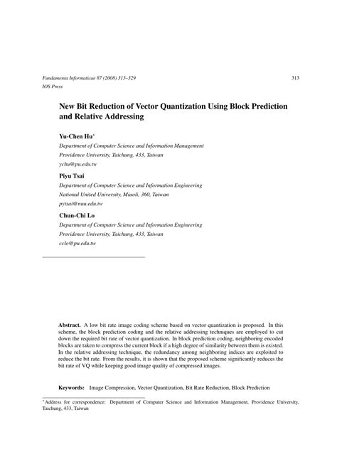Pdf New Bit Reduction Of Vector Quantization Using Block Prediction