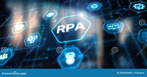 Rpa Robotic Process Automation Big Data And Business Concept Stock