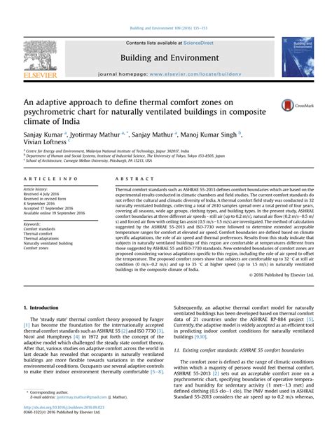Pdf An Adaptive Approach To Define Thermal Comfort Zones On