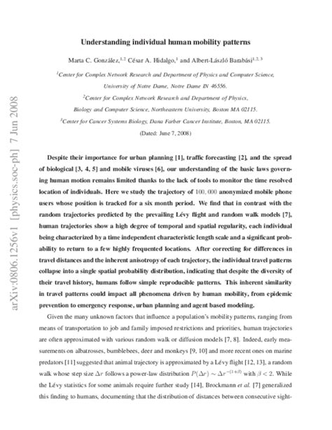 Pdf Understanding Individual Human Mobility Patterns