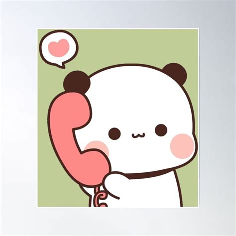 Bubu Is Receiving A Call From Her Dudu Cute Panda Bear Couple Bubu And Dudu Poster In 2025