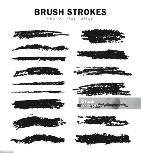 다른 손으로 그린 검은 붓 스트로크 또는 목탄 연필 선의 세트 개체 그룹에 대한 스톡 벡터 아트 및 기타 이미지 개체 그룹