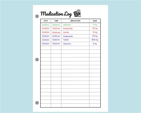Medication Log Printable Medication Tracker Daily Medicine Tracker Pdf