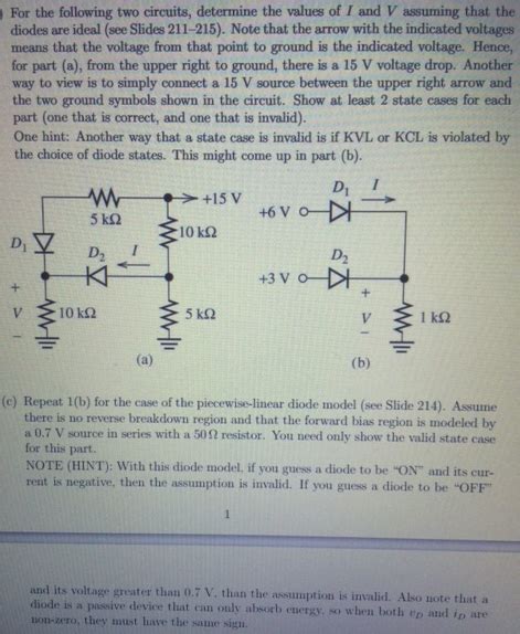 solved for the following two circuits determine the values
