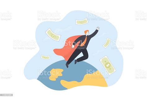 슈퍼 히어로 가운 평면 벡터 일러스트 레이 션에서 비행 하는 남자 개발에 대한 스톡 벡터 아트 및 기타 이미지 개발 경영자 경제 Istock