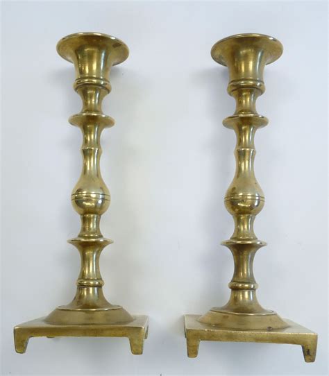 Antique Pair Solid Brass Candlesticks Circa 1900 Candlesticks Brass