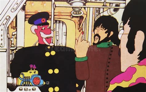 Old Magazine Photo Of The Beatles Yellow Submarine Cartoon Film Scene