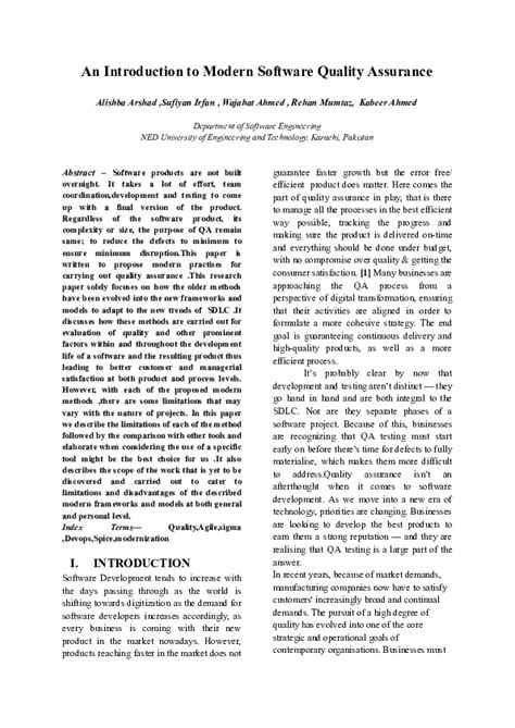 Pdf An Introduction To Modern Software Quality Assurance