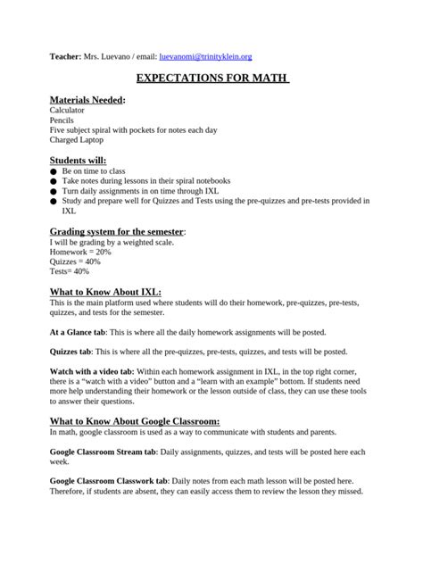 Math Syllabus Pdf