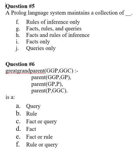 solved question 5 a prolog language system maintains a