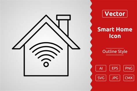 Vector Smart Home Outline Icon Graphic By Muhammad Atiq · Creative Fabrica