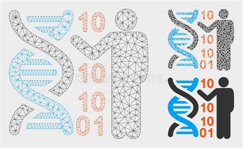Genetics Lecture Vector Mesh Wire Frame Model And Triangle Mosaic Icon