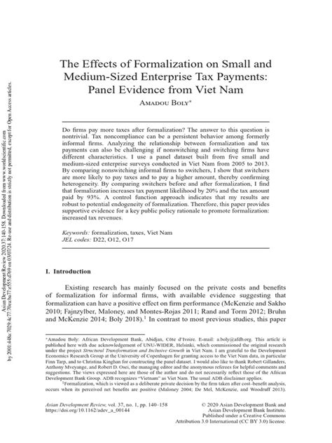 boly 2020 the effects of formalization on small and medium sized