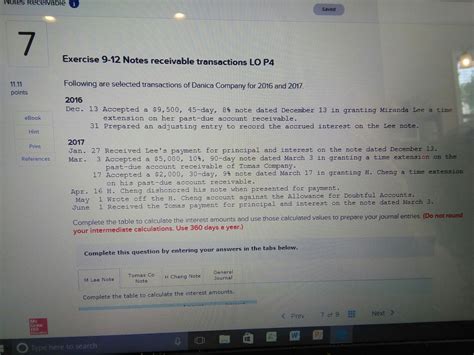 Solved Notes Receivable Saved Exercise Notes Chegg