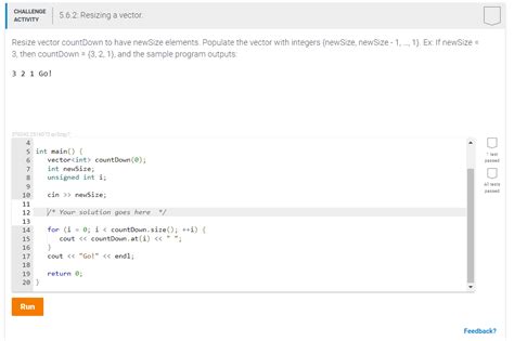 Solved Challenge Activity 562 Resizing A Vector Resize