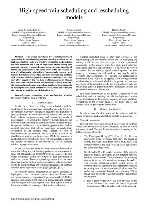 Pdf High Speed Train Scheduling And Rescheduling Models