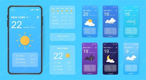 Premium Vector Mobile Weather App Interface Design Gui Elements For Weather Forecast Mobile Premium Vector Mobile Weather App Interface Design Gui Elements For Weather Forecast Mobile