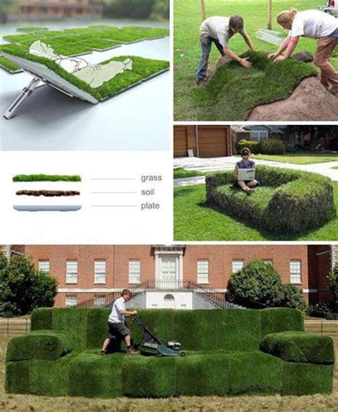 Grass Bench Diy Lawn Lawn Furniture Backyard Landscaping