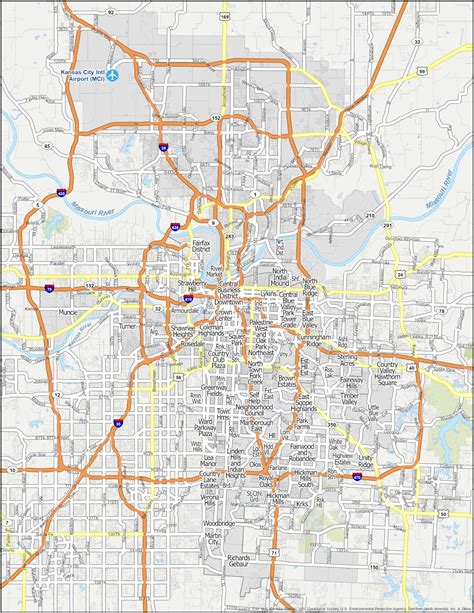 Kansas City Neighborhood Map Glossy Poster Picture Photo Print Banner