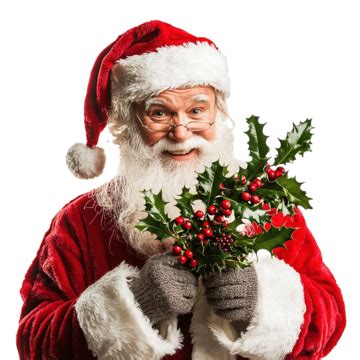 Festive Old Man In Santa Claus Costume With Holly Old Man Green Santa