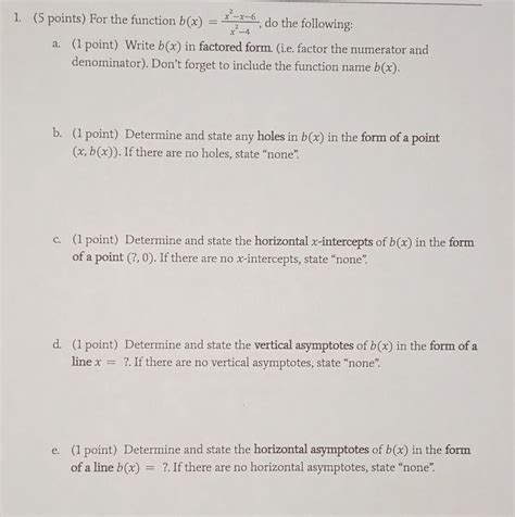 solved 5 points for the function b x x2−4x2−x−6 do the