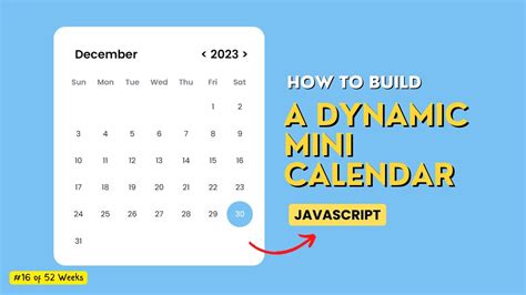 Unleash Your Creativity Build A Dynamic Mini Calendar With Html Css And Javascript Youtube