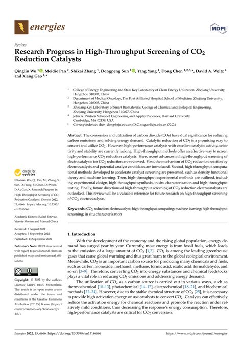 Pdf Research Progress In High Throughput Screening Of Co2 Reduction Catalysts