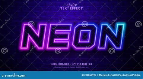 Neon Text Neon Style Editable Text Effect Stock Vector Illustration Of Purple Extrude 218855993