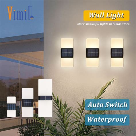 Vimite 16 Led Acrylic Modern Solar Wall Light Outdoor Waterproof Double