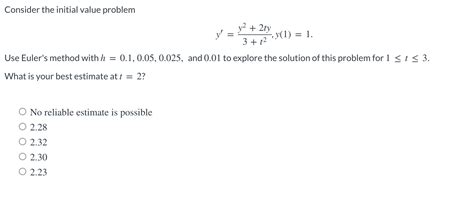 Solved Consider The Initial Value Problem Y Chegg