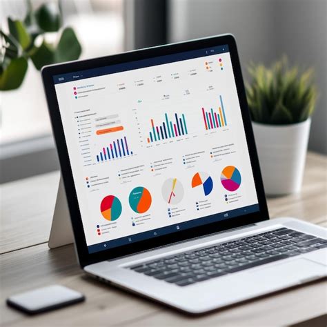 Laptop With Charts And Graphs On Screen Premium Ai Generated Image