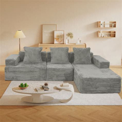 102 Corduroy Modular Sectional Sofa Modern Boneless Compressed Floor