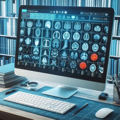 Database Of Medical Images A Computer Screen Displaying A Datab Stock