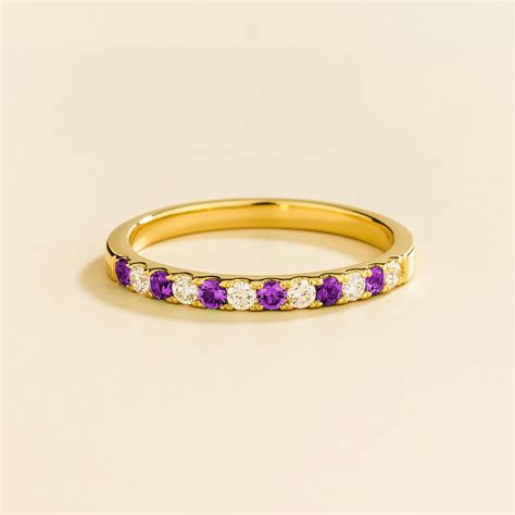 Purple Sapphire And Diamond Salto Half Eternity Ring In Gold Juvetti