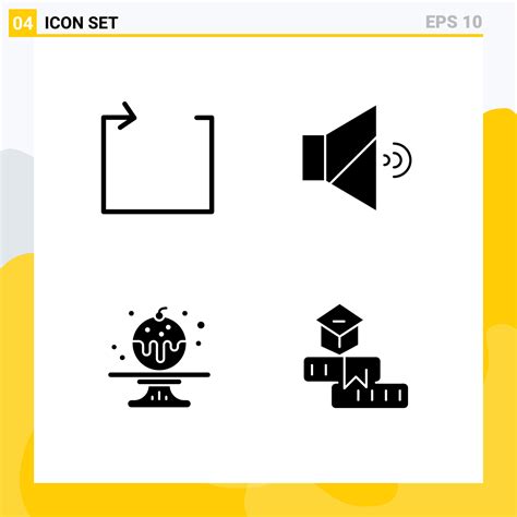 User Interface Pack Of 4 Basic Solid Glyphs Of Arrow Education Mute Sweet Learning Editable