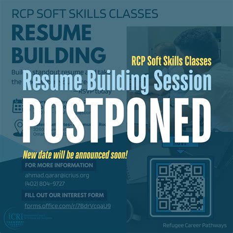 International 📢 Update The Rcp Soft Skills Classes Resume Building Session Will Be
