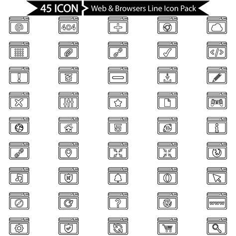 Web And Browsers Outline Icon Set 27999281 Vector Art At Vecteezy