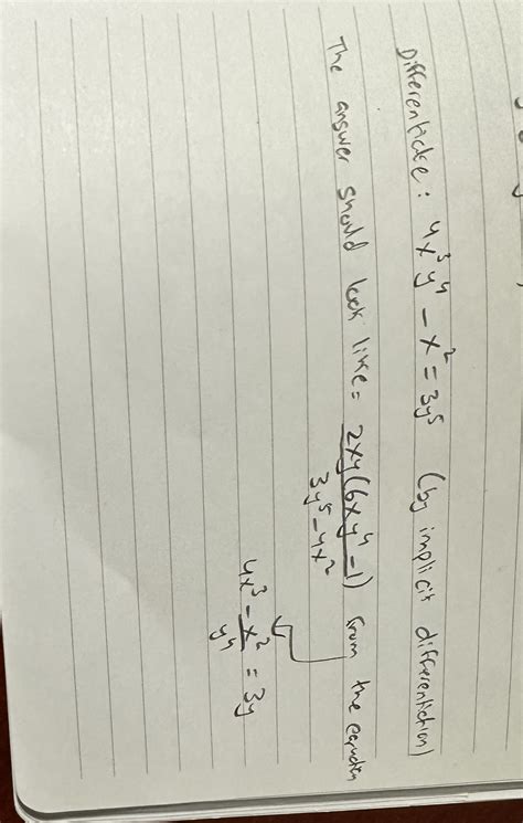 solved differentiate 4x3y4 x2 3y5 by implicit