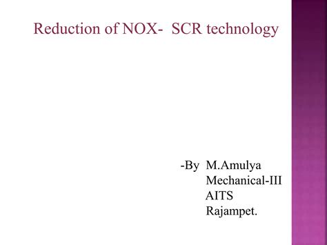 Reduction Of NOX Using SCR Technology PPTX