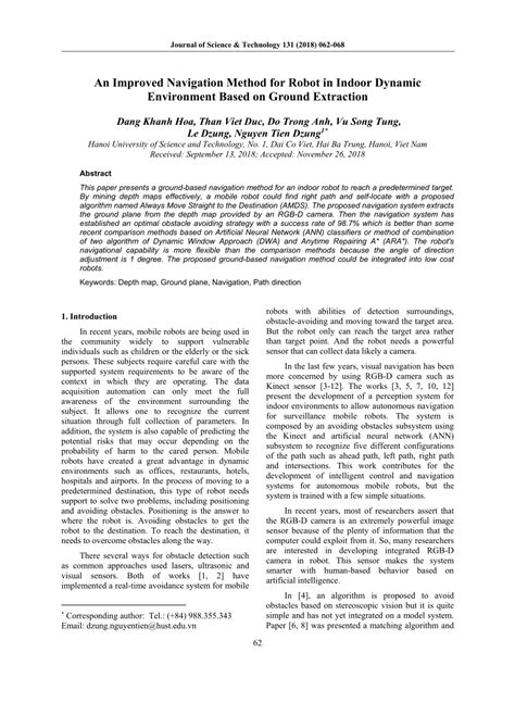 Pdf An Improved Navigation Method For Robot In Indoor Dynamic Environment Based On Ground