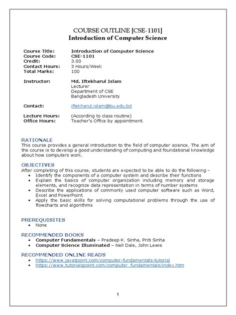 Course Outline Cse 1101 Download Free Pdf Computing Logic Gate
