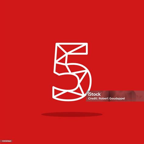 Vector Logo Number Lines Red White 5 Stock Illustration Download