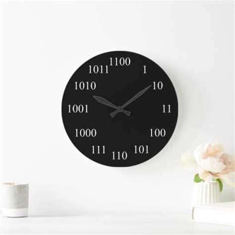 geeky binary number system large clock zazzle