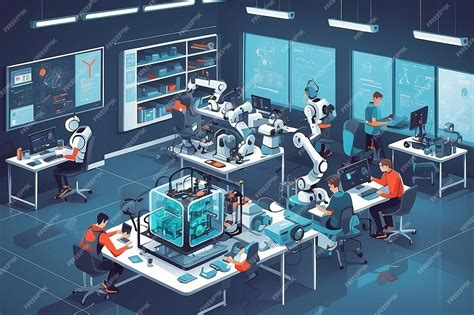 Premium Photo Robotics Lab Corner Vector Flat Style Illustration