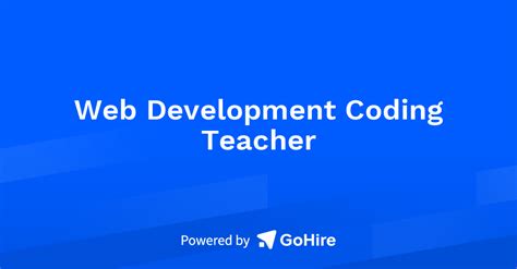 Web Development Coding Teacher At Concorde Education Jobs At Concorde Education