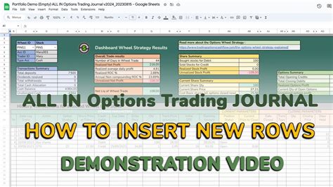 How To ADD And INSERT New ROWS Into The Trading Options Journal YouTube
