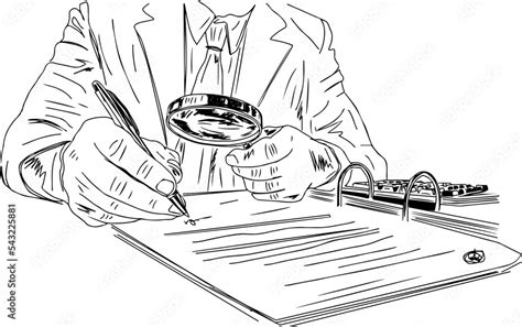 Audit Man Vector And Illustration Man Holding A Magnifying Glass And