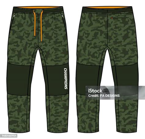 쓰리 쿼터 발목 컷 반바지 디자인 컨셉 벡터 템플릿 축구 농구 러닝 액티브웨어를 위한 앞면과 뒷면이 있는 버뮤다 카프리 팬츠 컨셉 쓰리 쿼터 디자인 0명에 대한 스톡 벡터